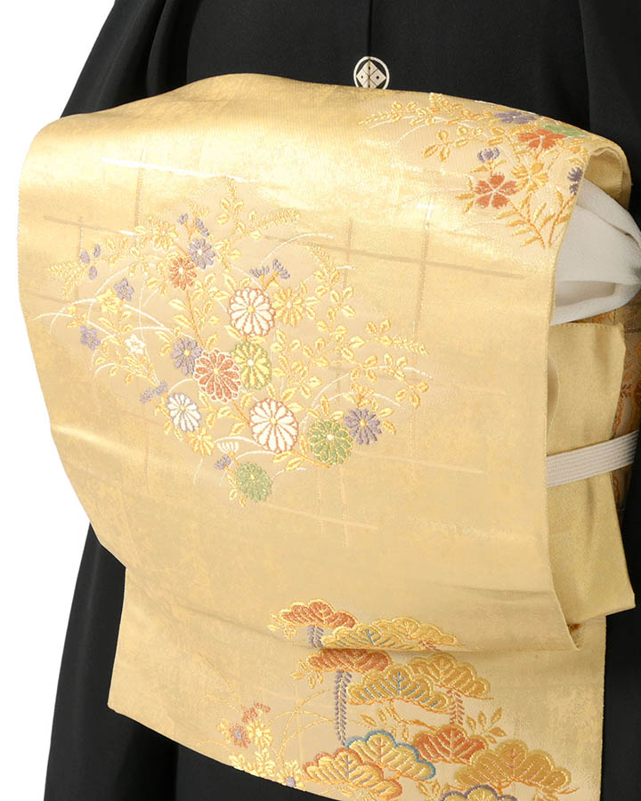 黒留袖レンタル 格子に秋草 Mサイズ B063｜京都きもの市場 着物宅配レンタル