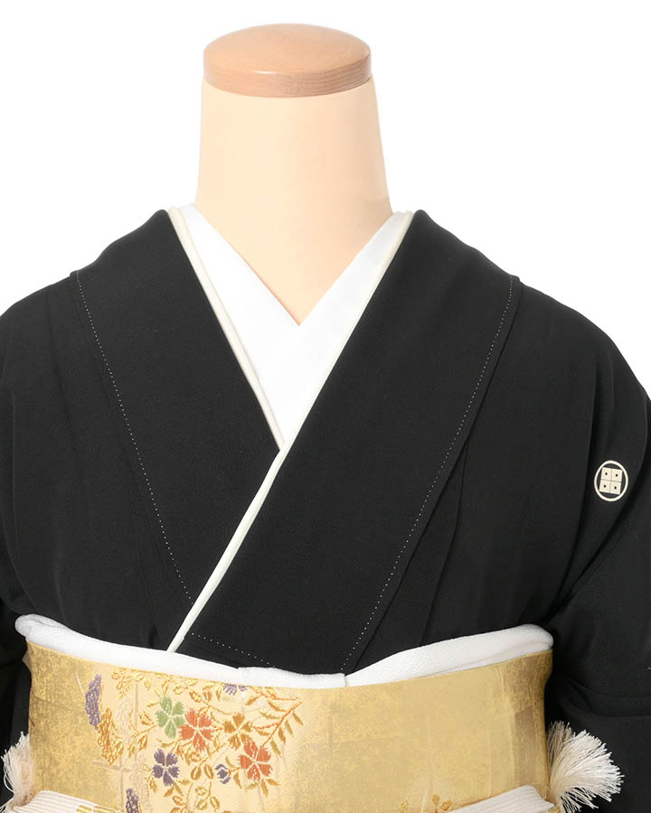 黒留袖レンタル 格子に秋草 Mサイズ B063｜京都きもの市場 着物宅配レンタル