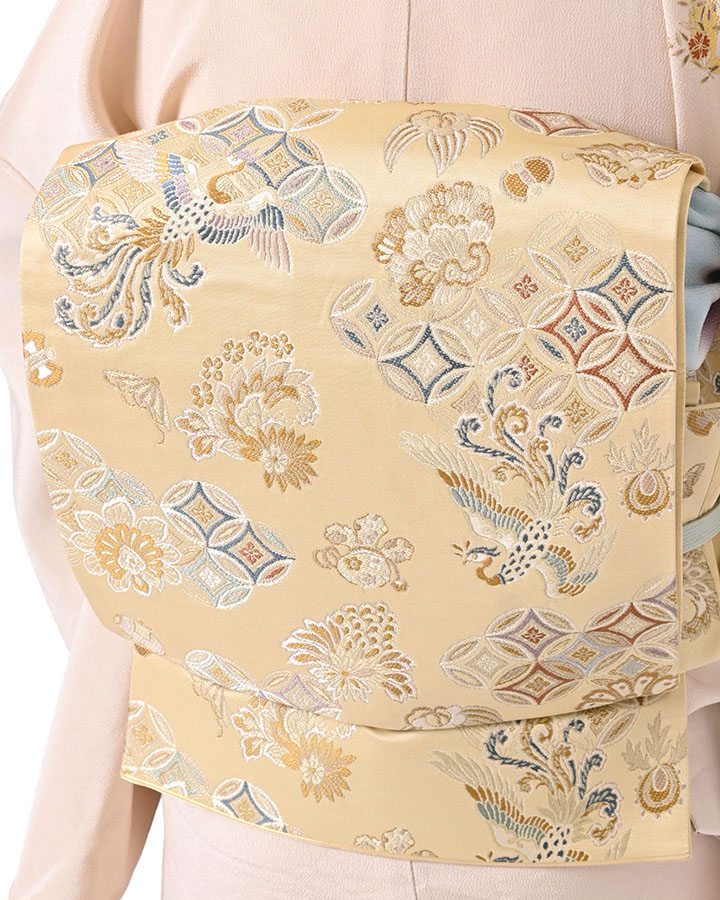 ・訪問着レンタル 波に笹舟 薄香色 MOサイズ D021｜京都きもの市場 着物宅配レンタル