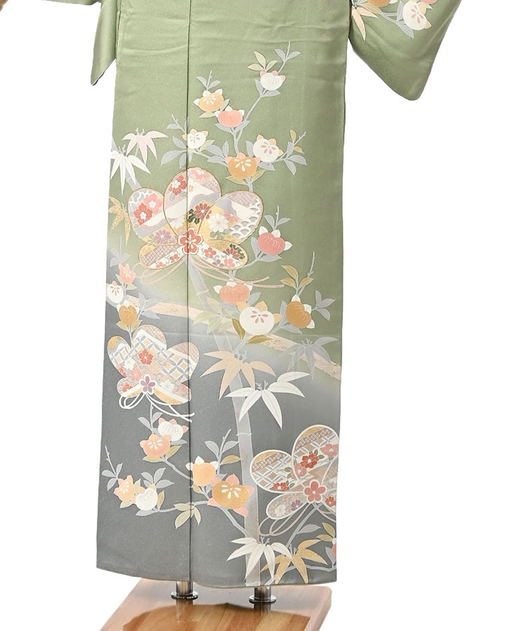 ・訪問着レンタル 小袖梅橘 柳染色 Mサイズ D222｜京都きもの市場 着物宅配レンタル