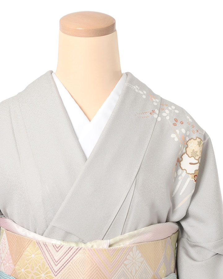 ・訪問着レンタル 木賊に雪輪花 白鼠色 Mサイズ D793｜京都きもの市場 着物宅配レンタル