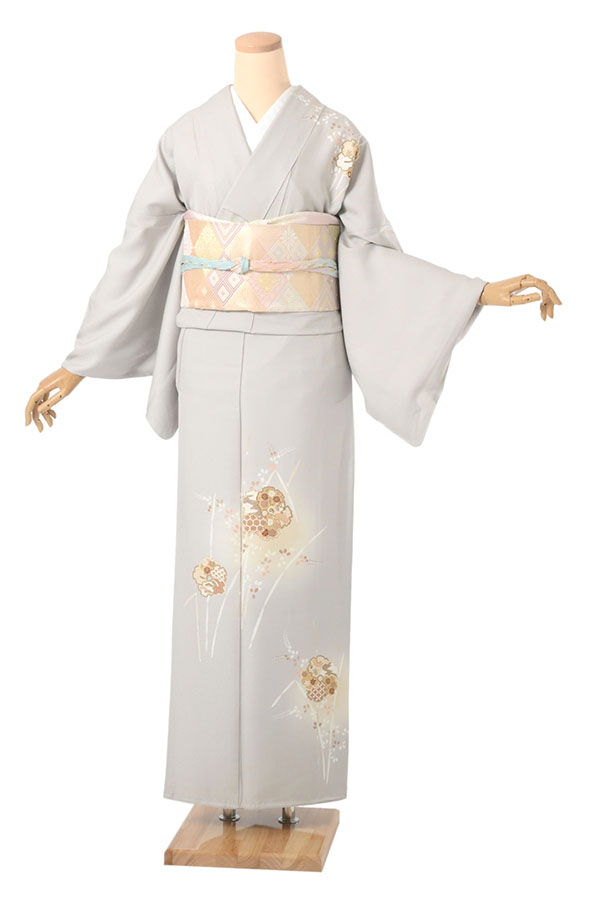 ・訪問着レンタル 木賊に雪輪花 白鼠色 Mサイズ D793｜京都きもの市場 着物宅配レンタル